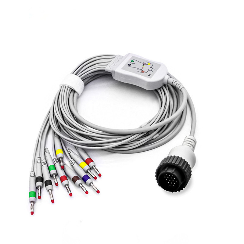 10 리드 ECG EEG ECG 케이블 쉴 바이오넷 환자 모니터 TPE 단열 된 납 유선